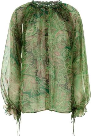 Etro Femme, Blouses et Chemises, Multicolore, Taille: 36 FR Blouse &agrave; Volants &Eacute;tag&eacute;e en Mousseline de Soie