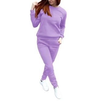 Generic Survêtement 2 pièces pour femme - Tendance britannique - Streetwear Y2K - Couleur pure - Automne et hiver - Survêtement décontracté à col rond - Panta
