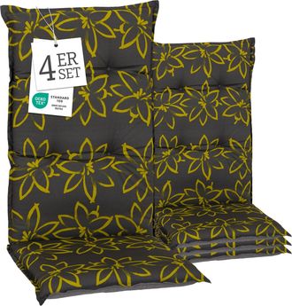 Beo Hochlehner Gartenstuhlauflagen Barcelona | 4er Set | Waschbar | Made in EU | Öko-Tex Standard | Atmungsaktiv | UV-beständig | Komfortable Sitzkissen O