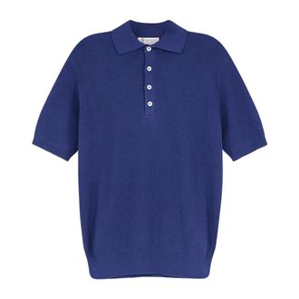 Brunello Cucinelli Homme, Tops, Bleu, Taille: 2XL Polo &agrave; manches courtes avec fermeture boutonn&eacute;e