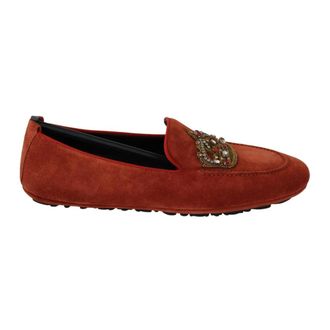 Dolce & Gabbana Kristallbestickte Lederslipper - - Shoes - Herren - Orange - 40 EU