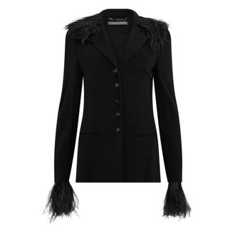Alberta Ferretti Blazer mit Federn - - Jackets - Damen - Schwarzk - S