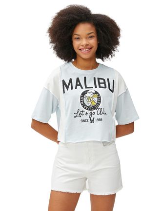 Koton Women Cotton Crew Neck Short Sleeve Printed T-Shirt