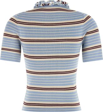 Paco Rabanne Chain-Embellished Striped T-Shirt - blue