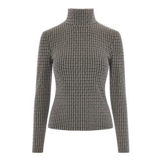 Patrizia Pepe Fein kariertes Rollkragenshirt - - Knitwear - Damen - Braun - S
