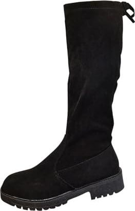 Generic Bottes montantes confortables et d&eacute;contract&eacute;es pour femme - En daim synth&eacute;tique - Talon bas et &eacute;pais - Classique - &Agrave; enfiler - Pour f&ecirc;te, shopping, No