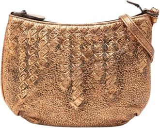 Bottega Veneta Sac bandouli&egrave;re tiss&eacute; m&eacute;tallis&eacute; Pre-owned - Femme - Pre-owned - Brun - Taille: ONE Size