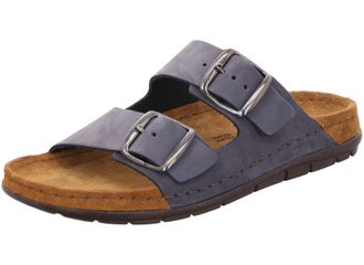 Rohde Damen Pantolette aus Leder mit Schnallen und Memoryfußbett Rodigo-D 5865, Größe:42 EU, Farbe:Blau