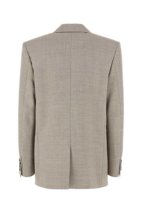 Saint Laurent Womens Toile Blazer Beige Wool Blazers