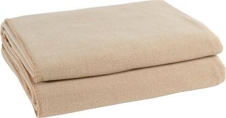 Zoeppritz Soft-Fleece-Decke - Polarfleece-Decke mit Häkelstich - flauschige Kuscheldecke - 160x200 cm - 040 sand - von zoeppritz since 1828