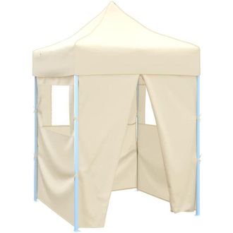 vidaXL Vidaxl - Tente de r&eacute;ception pliable avec 4 parois 2x2 m Acier Cr&egrave;me