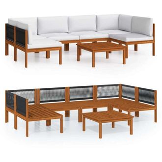 vidaXL 7-tlg. Garten-Lounge-Set mit Kissen Cremewei&szlig; Massivholz Akazie - Vidaxl