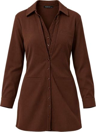 Trendyol Kurz-/minikleid im Hemdblusenstil, einfarbig - Braun