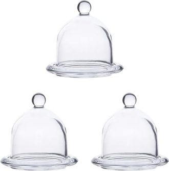 Cabilock 3ensembles Plat &Agrave; G&acirc;teau Verre Avec Couvercle Transparent Pour Desserts Cupcakes Et Fruits &Eacute;l&eacute;gant