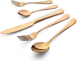 Echtwerk Besteck-Set Sorrent für 6 Personen, 30-teilig, Besteckgarnitur in Vintage-Optik/Landhausstil, Kupfer-Edition, Besteck aus hochwertigem Edelstahl, Tafe