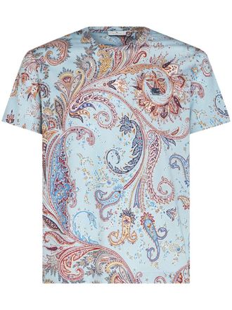Etro t-shirt en coton à imprimé cachemire - Bleu