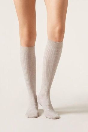 Calzedonia Lange Gerippte Socken Mit Cashmere Hautfarben