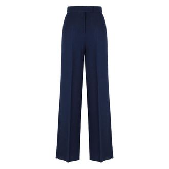 Max Mara Femme, Pantalons, Bleu, Taille: 38 FR Wool Piqu&eacute; Pantalons