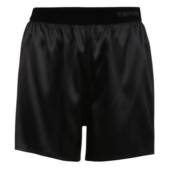 Tom Ford Femme, Sous-v&ecirc;tements, Noir, Taille: 42 FR Short PJ en satin de soie stretch