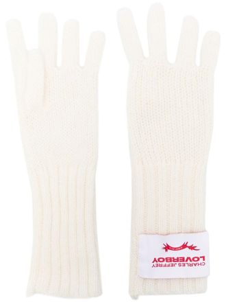Charles Jeffrey Loverboy gants en maille &agrave; patch logo - Blanc