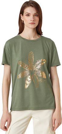 Koton Women Shiny Printed Short Sleeve Crew Neck T-Shirt