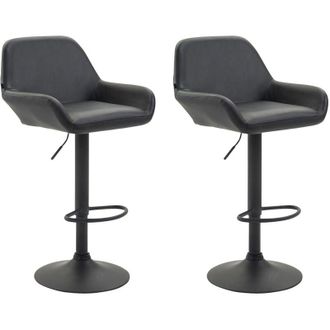 Clp Lot de 2 tabourets de bar Braga en Similicuir Noir Noir