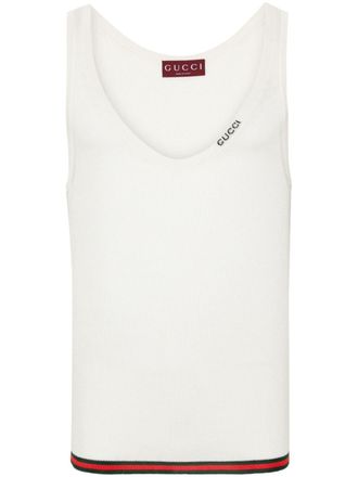 Gucci Geripptes Tanktop aus Seide - Wei&szlig;