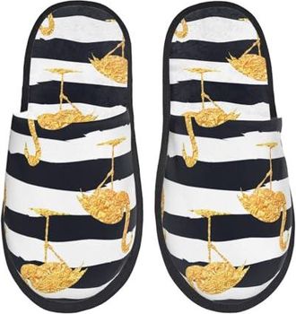 Generic Imprimé Flamant Roses Doré Pantoufles Moelleuses Légères Pantoufle Doux Chaussures Pour Femme Intérieur Extérieur M