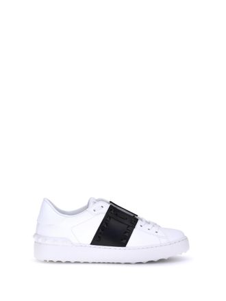 Valentino Garavani Womens Sneakers Open Rockstud White-Black White-Black-White Trainers White/black/white