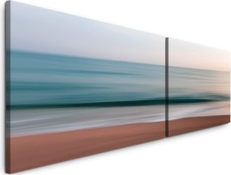 Paul Sinus Art Meer und Himmel 180x50cm - 2 Wandbilder je 50x90cm - Kunstdrucke - Wandbild - Leinwandbilder fertig auf Rahmen