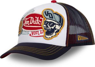 Von Dutch Kappe für Damen & Herren, Trucker-Kappe, verstellbar, mit Snapback, Blau, Weiß, Rot, Größe TU, weiß, Einheitsgröße