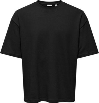 Only & Sons Only & Sons, Homme, Tops, Noir, Taille: S T-Shirt en Coton &agrave; Manches Courtes et Col Rond