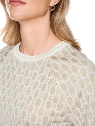 Marc Cain Rundhalspullover Golden Hour Premium Damenmode aus Jacquard, besticht durch sein edles Chain-Logo-Muster