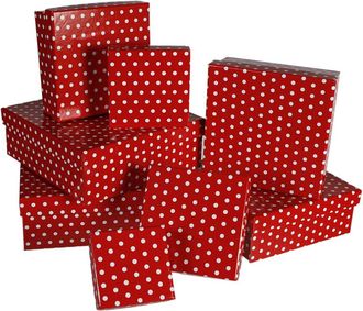 Out of the Blue MIK Funshopping Geschenkschachtel Set RED DOTS - 8 Schachteln
