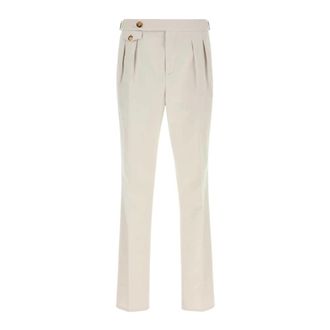 Brunello Cucinelli Chalk Stretch Cotton Pant - - Trousers - Herren - Wei&szlig; - L