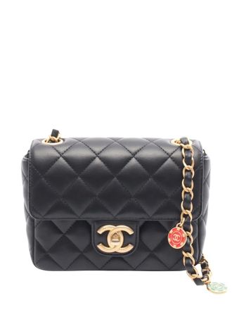 Chanel 2021-2025 Mini CC Quilted Lambskin Square Flap Bag crossbody bag - Schwarz