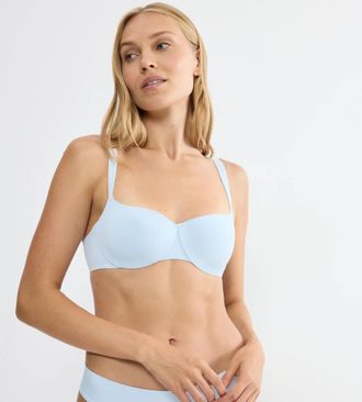 Triumph Balconette-BH TRIUMPH Body Make-Up Illusion, Damen, Gr. 75, Cup B, light blau, Microtouch, Obermaterial: 49% Polyamid, 36% Polyester, 15% Elasthan, un