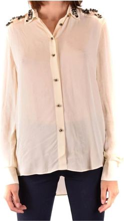 Pinko Pinko, Femme, Blouses et Chemises, Blanc, Taille: 40 FR Chemisier en soie avec ornements aux &eacute;paules