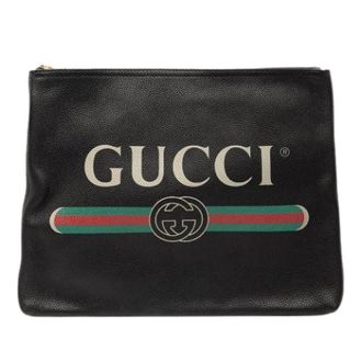Gucci Pre-owned Printed Leather Clutch - - Pre-owned - Damen - Schwarzk - ONE SIZE