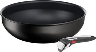T-fal Ingenio Po&ecirc;le Wok 28 cm + poign&eacute;e amovible, Induction, Rev&ecirc;tement antiadh&eacute;sif, Indicateur d&eacute;marrage de cuisson, Empilable, Compatible lave-vaisselle, 
