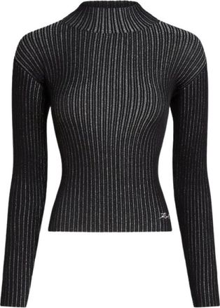 Karl Lagerfeld Femme, Pulls, Noir, Taille: 38 FR Haut en Tricot Lurex