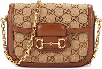 Gucci Crossbody Bags - Rare Ltd. Ed. Horsebit 1955 Crystals Small - Gr. unisize - in Braun - für Damen