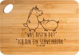 Mr. & Mrs. Panda Bambus - Schneidebrett Einhorn Schwein - Geschenk, Fr&uuml;hst&uuml;cksbrett, Einh&ouml;rner, Freundin, Holzbretter, Holzbrett, Holzbrett mit