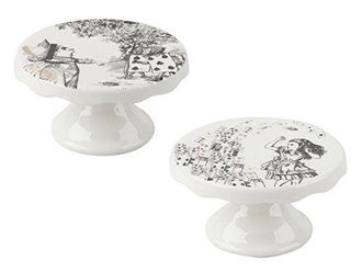 V&A shop Alice in Wonderland 2er-Set Mini-Kuchenst&auml;nder, 10 x 10 x 5,3 cm (4 x 2 Zoll), Wei&szlig;