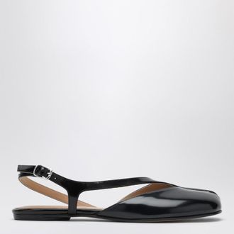 Maison Margiela Black brushed leather Tabi slingback sandals