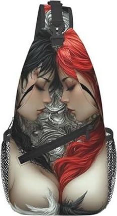 Generic Sac &agrave; dos &agrave; bandouli&egrave;re pour homme - Rouge et noir - Fantastique d&eacute;esse