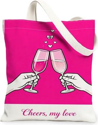 Generic Sacs fourre-tout romantiques en toile de p&ecirc;che, sacs &agrave; provisions r&eacute;utilisables, l&eacute;gers et lavables avec bandouli&egrave;re en toile F, p&ecirc;che, 13x15 Inch