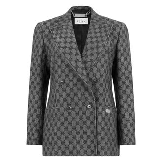 Philipp Plein Femme, Vestes, Noir, Taille: 44 FR Blazer Crois&eacute; Coupe Dame Monogram