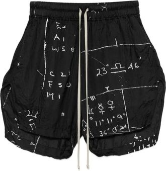 Rick Owens Femme, Shorts, Noir, Taille: 36 FR Short Imprim&eacute; &agrave; Cordon de Serrage