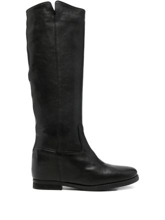 Julie Dee bottines en cuir à zips - Noir